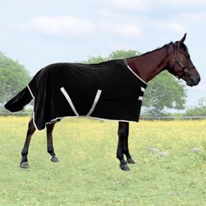 Horse Turnout Blanket, Soft Fleece Horse Cooler, Exercise Horse Sheet Breathable Comfort,No Filling (Black, US 78IN(EU 145CM))