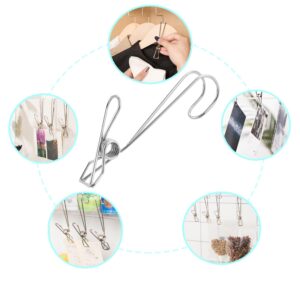 24Pcs Stainless Steel Metal Long Tail Clip with Hooks，Clips for Hanging- Ideal for Closet, Kitchen, Bathroom - Hang Photos, Cards, Stockings - Rust-304 Stainless Steel Clothes Pins