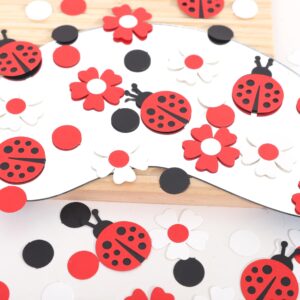 Ladybug Party Confetti - Ladybug Table Decorations, Red Black White Circle ladybug Confetti, Ladybug Birthday Decor, Ladybug Themed Wedding/Bridal Shower/Baby Shower Party Decor (180PCS)