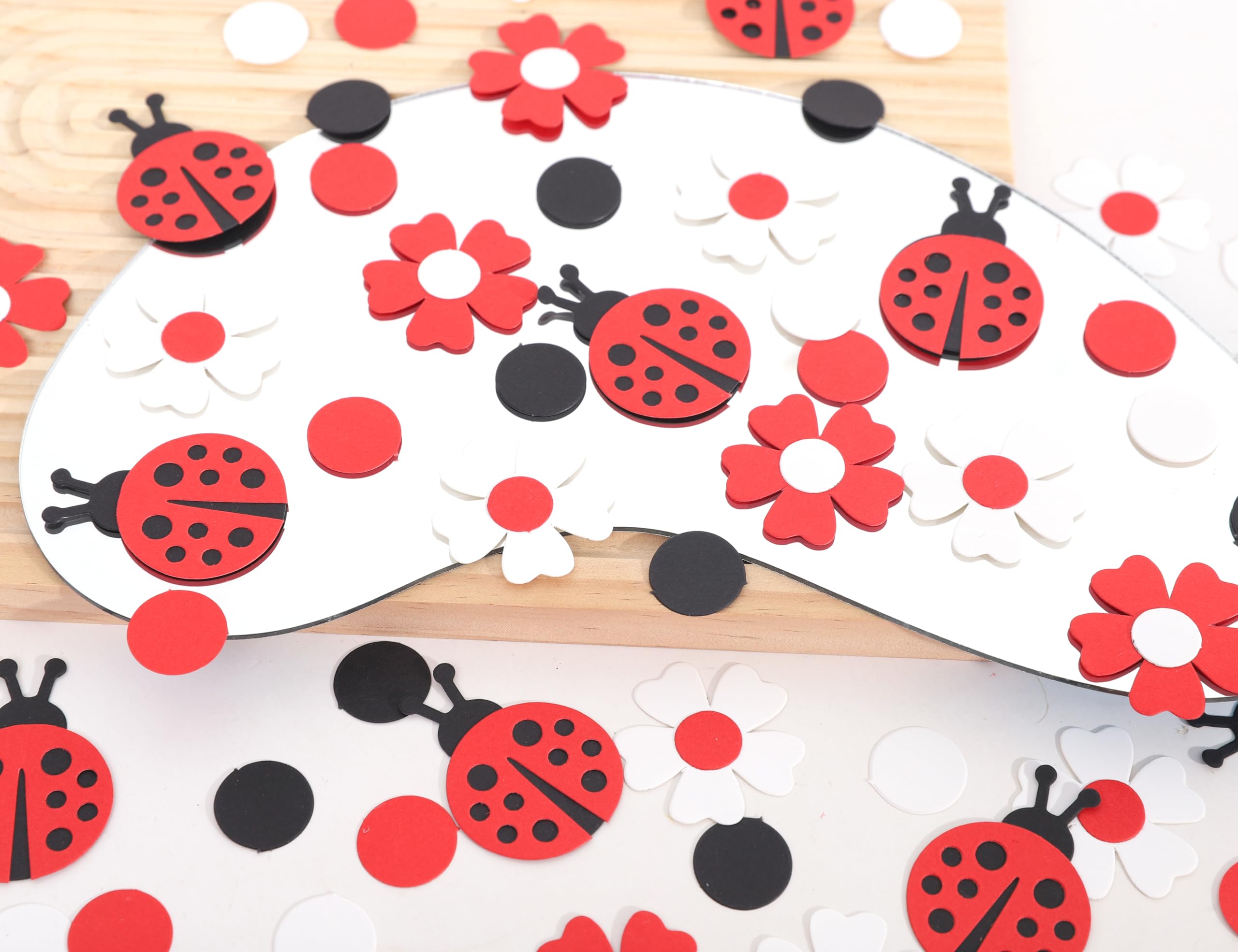 Ladybug Party Confetti - Ladybug Table Decorations, Red Black White Circle ladybug Confetti, Ladybug Birthday Decor, Ladybug Themed Wedding/Bridal Shower/Baby Shower Party Decor (180PCS)