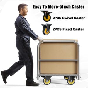 Panel Cart, Heavy Duty Flatbed Cart with 5In Swivel Caster 1500LBS Weight Capacity Lumber Drywall Mattress Cart Transporting Heavy Loads with Ease and Efficiency 2PCS Straps for Platform Truck