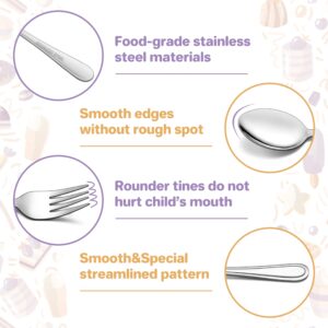 HaWare Toddler Utensils, 10-Piece Stainless Steel Toddler Silverware Sets Includes Spoons and Forks, Food-grade Children and Kids Eating Utensils for Self Feeding, Safety & Non-Toxic, Dishwasher Safe