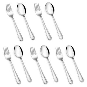 haware toddler utensils, 10-piece stainless steel toddler silverware sets includes spoons and forks, food-grade children and kids eating utensils for self feeding, safety & non-toxic, dishwasher safe