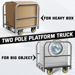 Panel Cart, Heavy Duty Flatbed Cart with 5In Swivel Caster 1500LBS Weight Capacity Lumber Drywall Mattress Cart Transporting Heavy Loads with Ease and Efficiency 2PCS Straps for Platform Truck