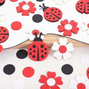 Ladybug Party Confetti - Ladybug Table Decorations, Red Black White Circle ladybug Confetti, Ladybug Birthday Decor, Ladybug Themed Wedding/Bridal Shower/Baby Shower Party Decor (180PCS)