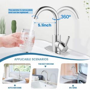 Airuida Bar Sink Faucet Single Hole Single Handle Bathroom Sink Faucet Kitchen Shower Faucet Set with 8 Inch Rainfall Square Showerhead and Tub Spout Bathtub Faucet Kit