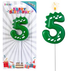 cjpsl 5st birthday number candle dinosaur cake topper candle birthday cake topper decoration candle, 2.75 inches, suitable for dinosaur theme birthday party, green theme party, bakery decoration