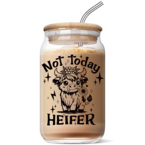 nurforta highland cow gifts for women - funny cow gifts for cow lovers - highland cow print coffee cup 16oz - cute birthday gifts mothers day gifts for new mom mother in law step bonus (heifer)