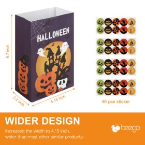 Beego Halloween Treat Bags Party-Favors - 36 PCS Kids Halloween Candy Bags for Trick or Treating Paper Gift Bags for Treats Snacks Halloween Goodie Bags with Stickers Party Supplies