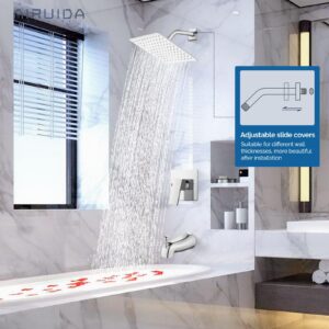 Airuida Bar Sink Faucet Single Hole Single Handle Bathroom Sink Faucet Kitchen Shower Faucet Set with 8 Inch Rainfall Square Showerhead and Tub Spout Bathtub Faucet Kit