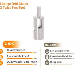 YhoBuy 11 Gauge Twist Ties EZ Drill Chuck Tool, Stainless Steel Drill Truck Twist Ties Tool for Easy Fence Wire Making