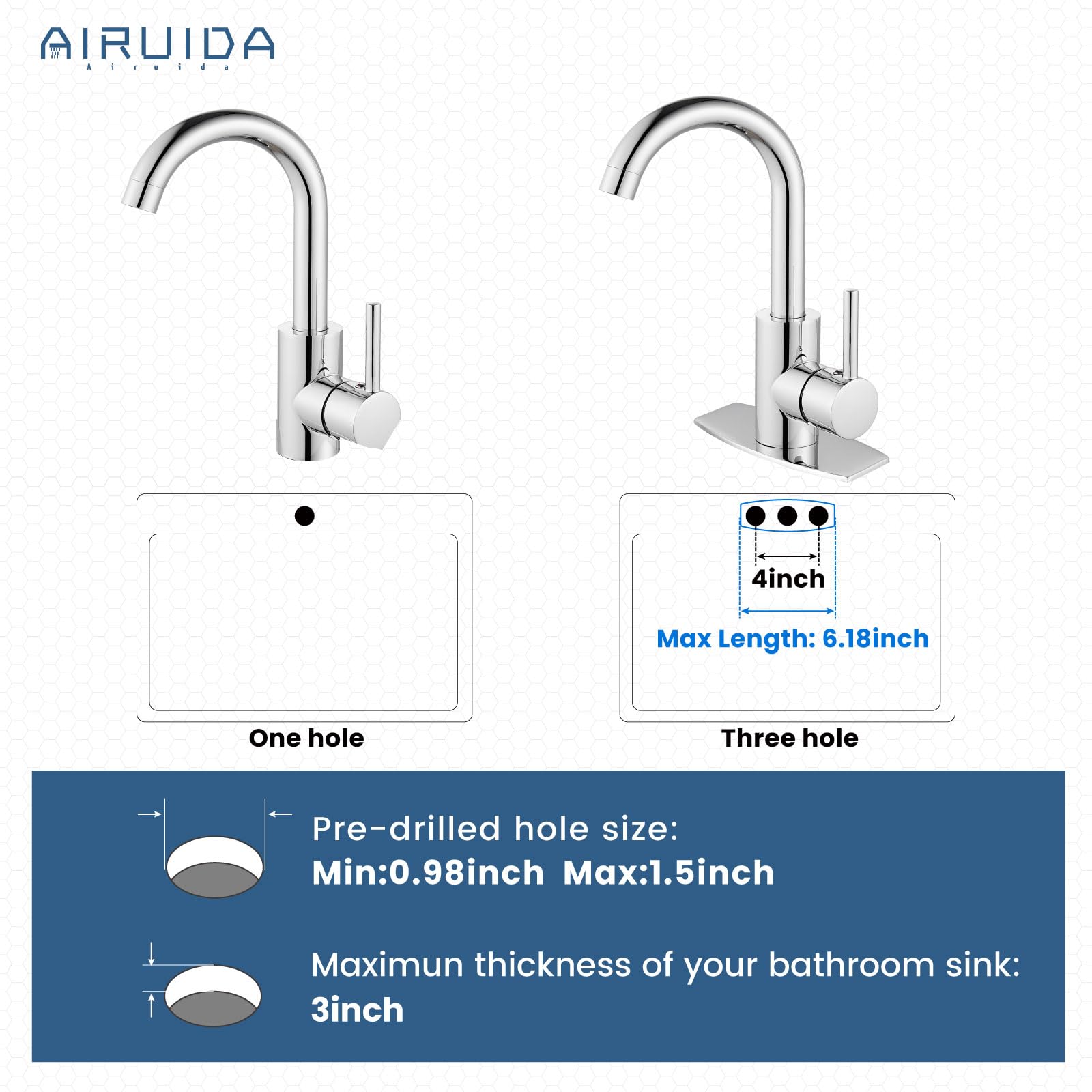 Airuida Bar Sink Faucet Single Hole Single Handle Bathroom Sink Faucet Kitchen Shower Faucet Set with 8 Inch Rainfall Square Showerhead and Tub Spout Bathtub Faucet Kit