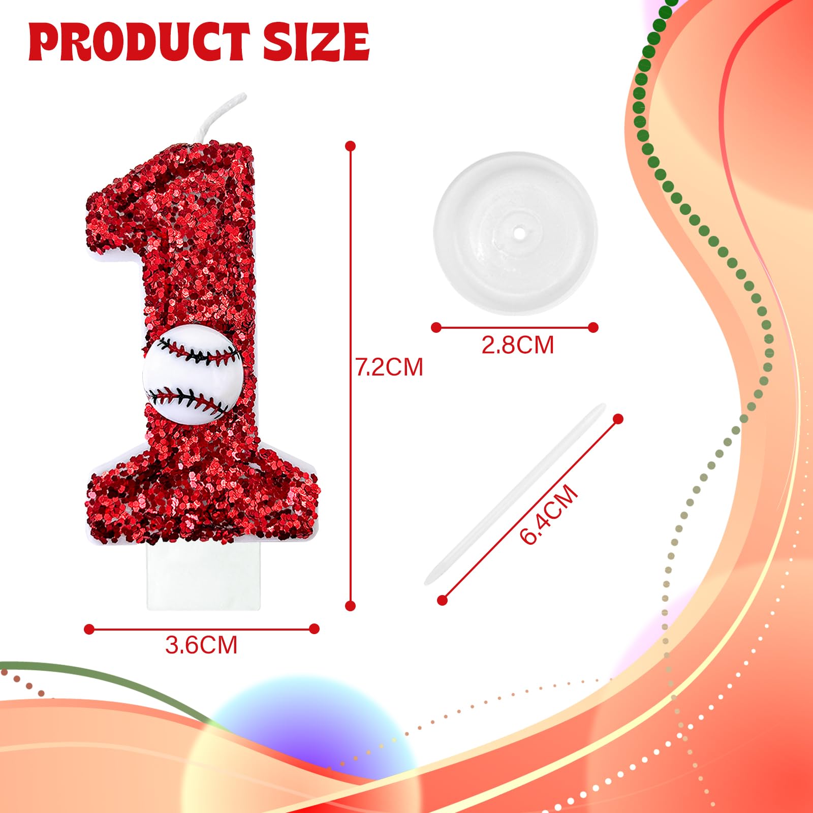 CJPSL Baseball Number Candles, Birthday Cake Topper, Rookie of The Year 1st Birthday, Suitable for Birthday Parties, Baseball Theme Parties and Anniversary Celebration Party Decorations (Number 1)