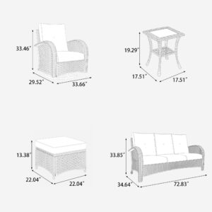 LayinSun 6 Pieces Outdoor Patio Furniture Set, Rattan Wicker Sectional Swivel Rocker Chairs Sets