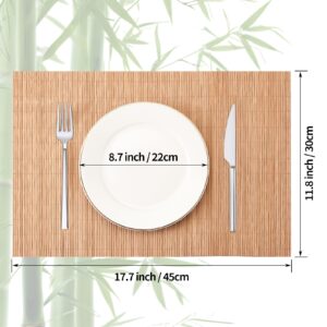 RUNTIVAN Bamboo Placemats Set of 8 Pcs - 17.7"X11.8" Sushi Rolling Mat Japanese Style Natural Anti-Slip, Washable Heat-Resistant Table Mats for Dining Room and Kitchen