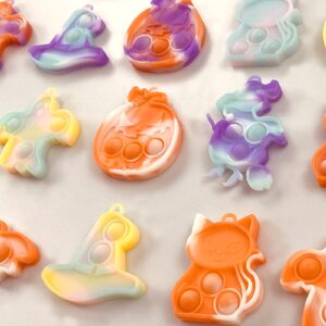 30 pcs halloween pop fidget toys glow in the dark, halloween party favors supplies for kids 4-8 8-12,relieves stress anxiety toys pop keychain bulk,classroom rewards