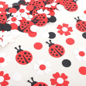 Ladybug Party Confetti - Ladybug Table Decorations, Red Black White Circle ladybug Confetti, Ladybug Birthday Decor, Ladybug Themed Wedding/Bridal Shower/Baby Shower Party Decor (180PCS)