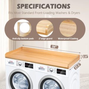 Montex Washer and Dryer Countertop 27.5'' D x 54'' W, Laundry Countertop, Washer Dryer Countertop, Solid Wood with Protection Layer, for Laundry Organization, Oak Color