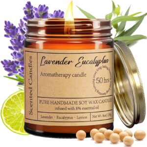 lavender eucalyptus candles for home scented - 8oz aromatherapy candles for relaxation stress relief soothing anxiety, calming candles gifts for women perfect for relaxing bath yoga meditation healing