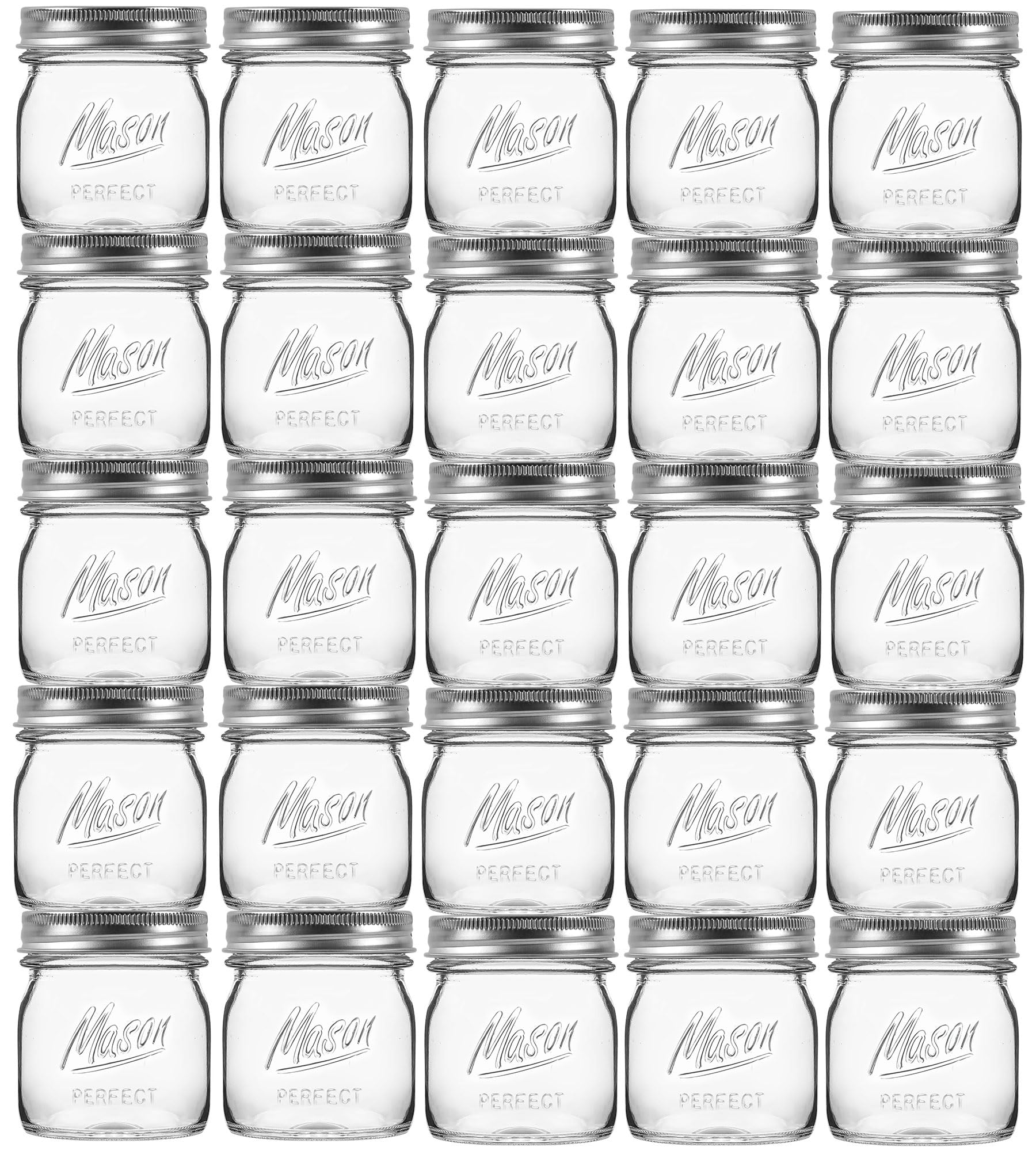 Esrentle 24 Pack 8 oz Mason Jars with Regular Lids - Mini Glass Clear Mason Jars, Small Half Pint Canning Jars with Airtight Lids for Jam, Honey, Baby Foods, Overnight Oats, Party Favors