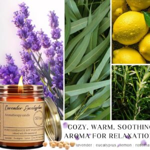 Lavender Eucalyptus Candles for Home Scented - 8oz Aromatherapy Candles for Relaxation Stress Relief Soothing Anxiety, Calming Candles Gifts for Women Perfect for Relaxing Bath Yoga Meditation Healing