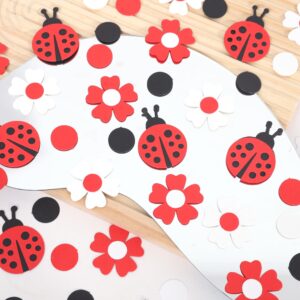 Ladybug Party Confetti - Ladybug Table Decorations, Red Black White Circle ladybug Confetti, Ladybug Birthday Decor, Ladybug Themed Wedding/Bridal Shower/Baby Shower Party Decor (180PCS)