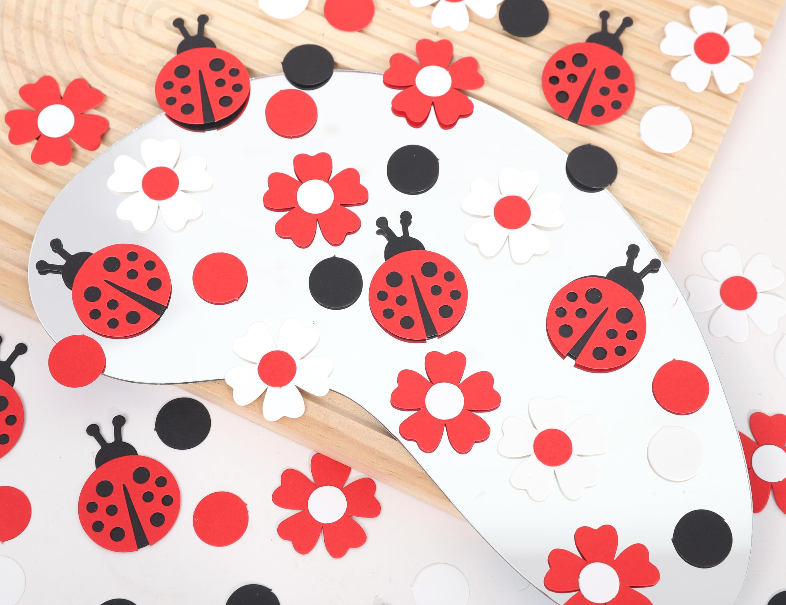 Ladybug Party Confetti - Ladybug Table Decorations, Red Black White Circle ladybug Confetti, Ladybug Birthday Decor, Ladybug Themed Wedding/Bridal Shower/Baby Shower Party Decor (180PCS)