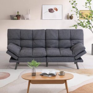 cozysnooze futon sofa bed,grey convertible couch memory foam futon convertible couch bed sofa sleeper love seat daybed sofa for living spaces,apartment,71'' (grey)