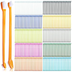 moonymars 300 pcs dog toothbrush cat tooth brushes bulk, double sided brushing kit, teeth cleaning kit soft bristles long handle, pet tooth brush for small to large dog, cat, puppy & kitten, 10 colors