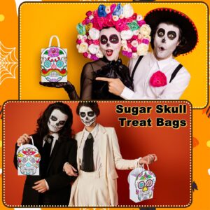 Humyoun 24 Sets Color Your Own Sugar Skull Treat Bags DIY Dia De Muertos Paper Bags Make Your Own Day of the Dead Gift Bags Sugar Skull Treat Bag for Day of the Dead Crafts Dia De Muertos Party Favors