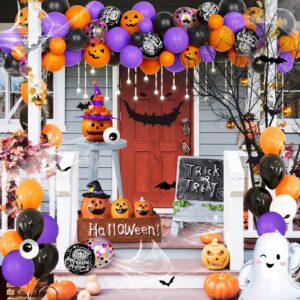 Fiesec Halloween Party Decorations, Happy Boo Day Party Decorations, Happy Halloween Outdoor Indoor Yard Home Room Decor, Backdrop Banner Balloon Spider Web Boxes Cutout Bat Ghost