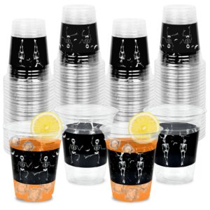 100pcs12 oz halloween party cups, clear disposable halloween plastic cups, printed party cups for halloween party decorations & party supplies, drinkware beer beverage ice cream snacks plastic cups