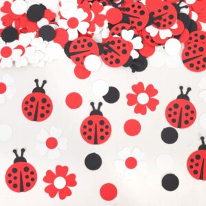 Ladybug Party Confetti - Ladybug Table Decorations, Red Black White Circle ladybug Confetti, Ladybug Birthday Decor, Ladybug Themed Wedding/Bridal Shower/Baby Shower Party Decor (180PCS)