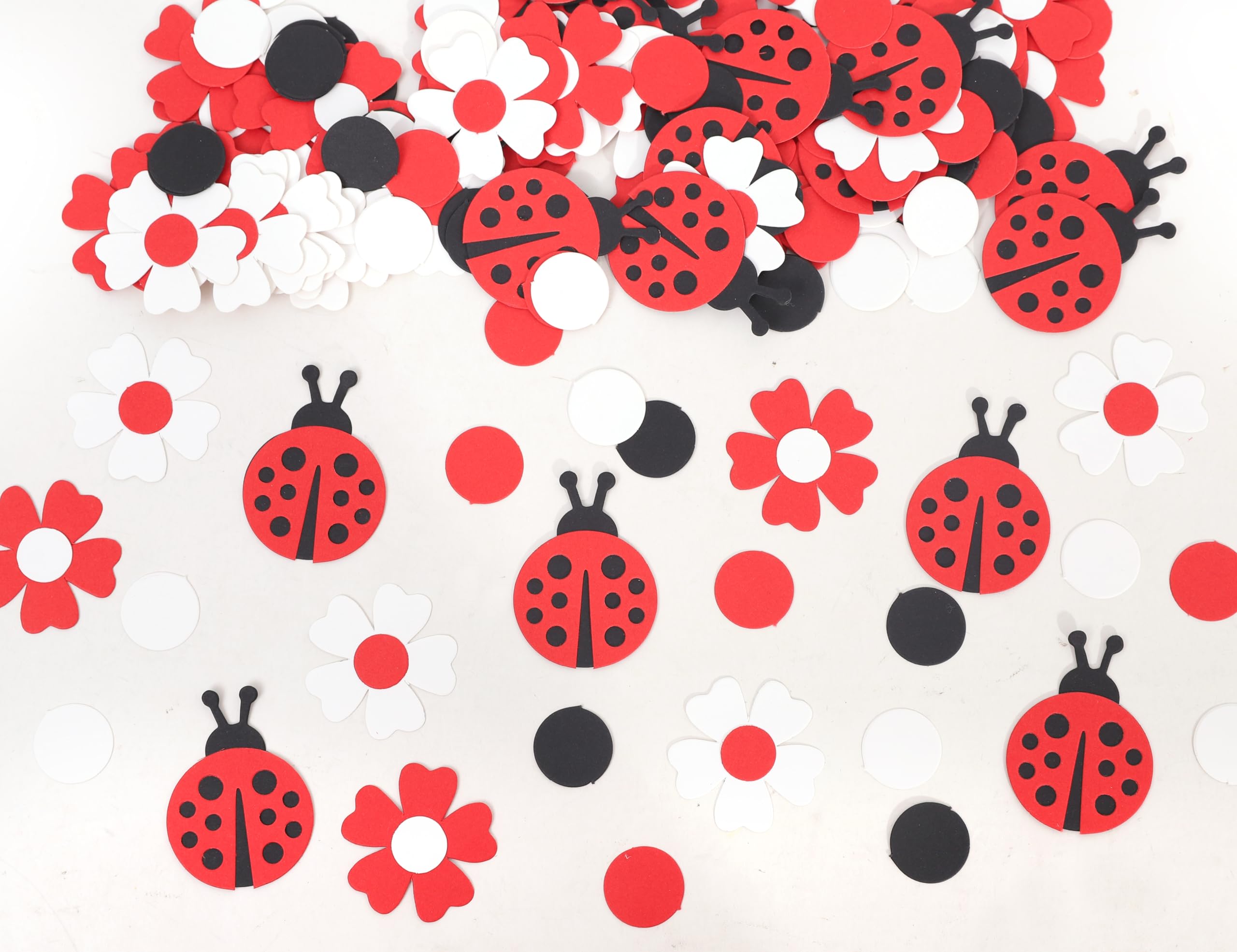 Ladybug Party Confetti - Ladybug Table Decorations, Red Black White Circle ladybug Confetti, Ladybug Birthday Decor, Ladybug Themed Wedding/Bridal Shower/Baby Shower Party Decor (180PCS)