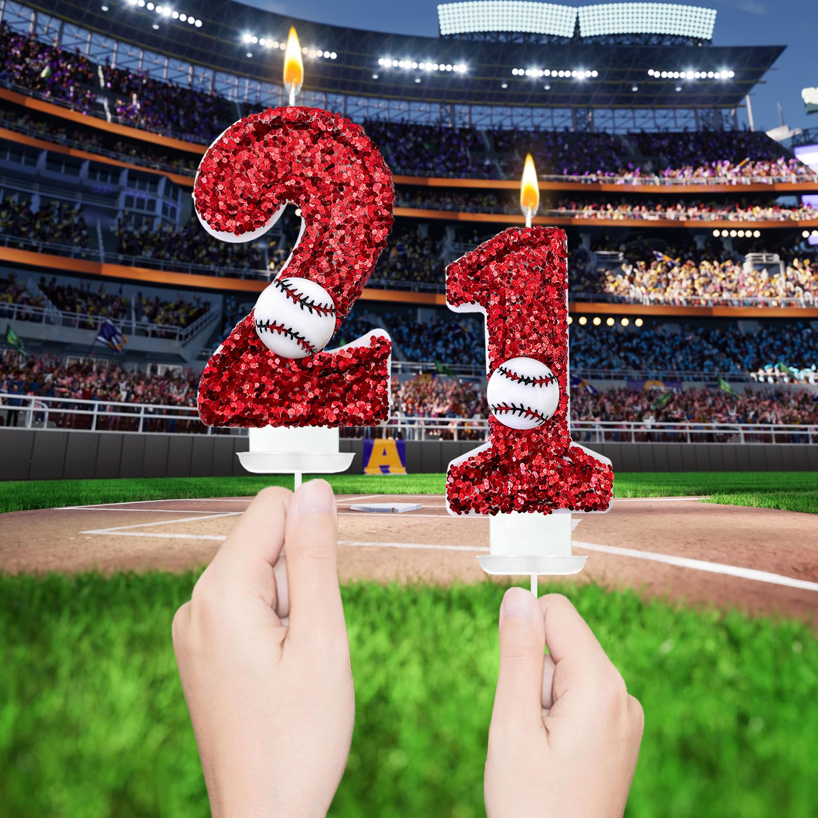 CJPSL Baseball Number Candles, Birthday Cake Topper, Rookie of The Year 1st Birthday, Suitable for Birthday Parties, Baseball Theme Parties and Anniversary Celebration Party Decorations (Number 1)