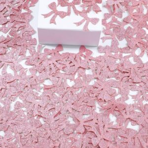 dunzoom 300 pcs pink bow bachelor party confetti she's tying the knot confetti table decorations glitter confetti pink coquette bow for girls birthday party bridal shower wedding party supplies