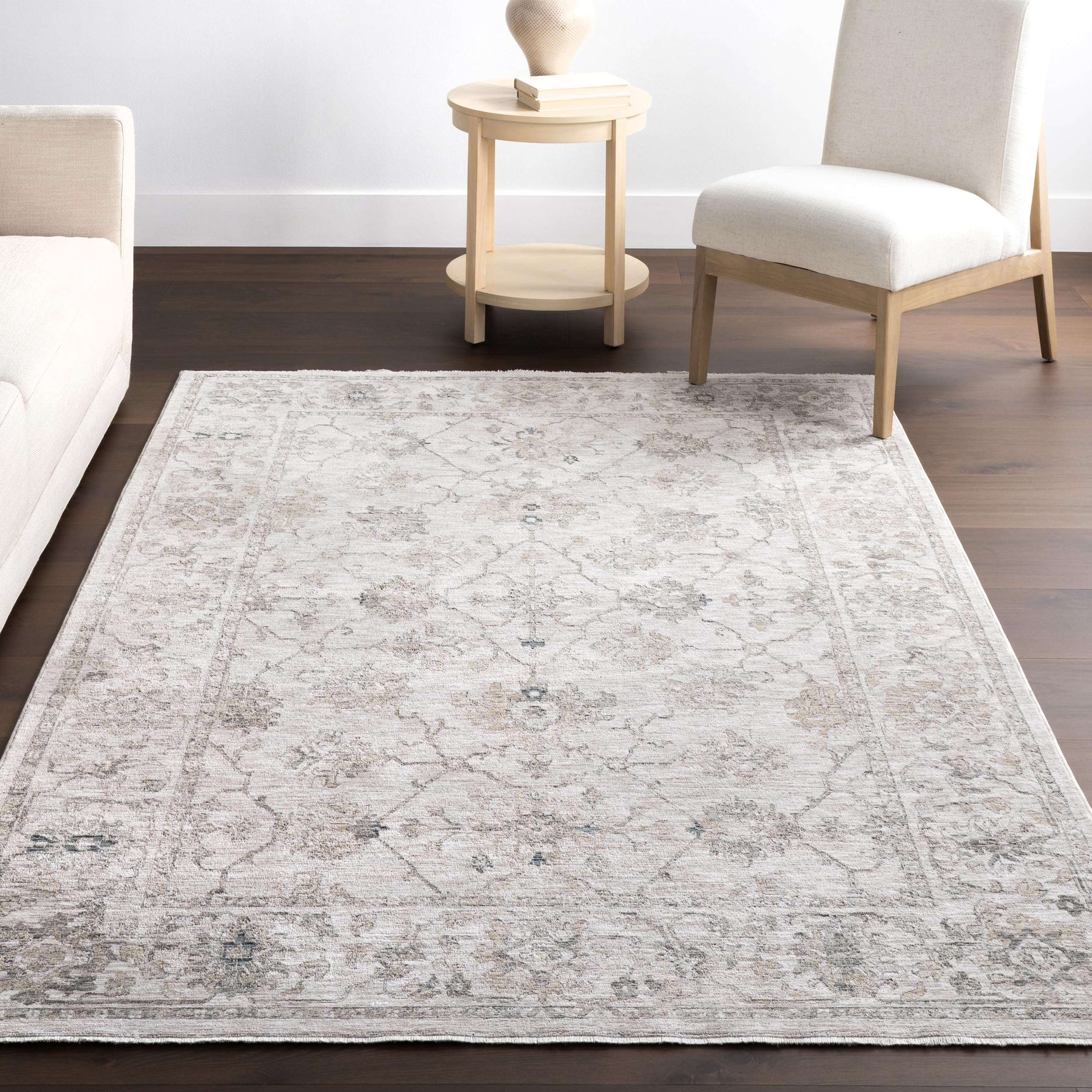 nuLOOM Georgianna Medallion 4x6 Area Rug for Living Room Bedroom Dining Room Kitchen, Beige/Light Grey