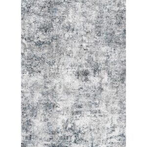 Puino Abstract 9x12 Washable Rug: Modern Ultra Non Slip Area Rug Soft Carpet Foldable Distressed Stain Resistant Neutral Rugs for Living Room Bedroom Decor Large Indoor Farmhouse Rug 9'x12' Blue Gray