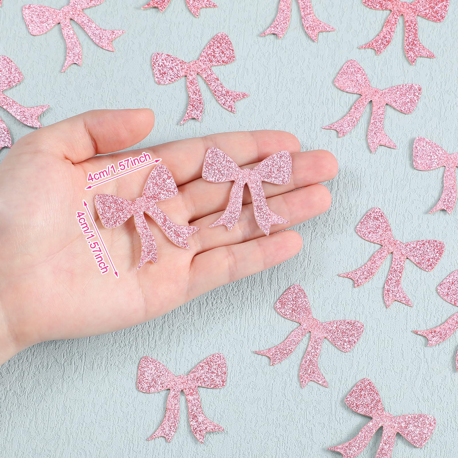 Dunzoom 300 Pcs Pink Bow Bachelor Party Confetti She's Tying The Knot Confetti Table Decorations Glitter Confetti Pink Coquette Bow for Girls Birthday Party Bridal Shower Wedding Party Supplies