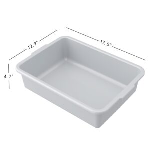 Easymanie 4 Pack 13 L Commercial Bus Tote, Restaurant Food Service Bus Tub, Grey