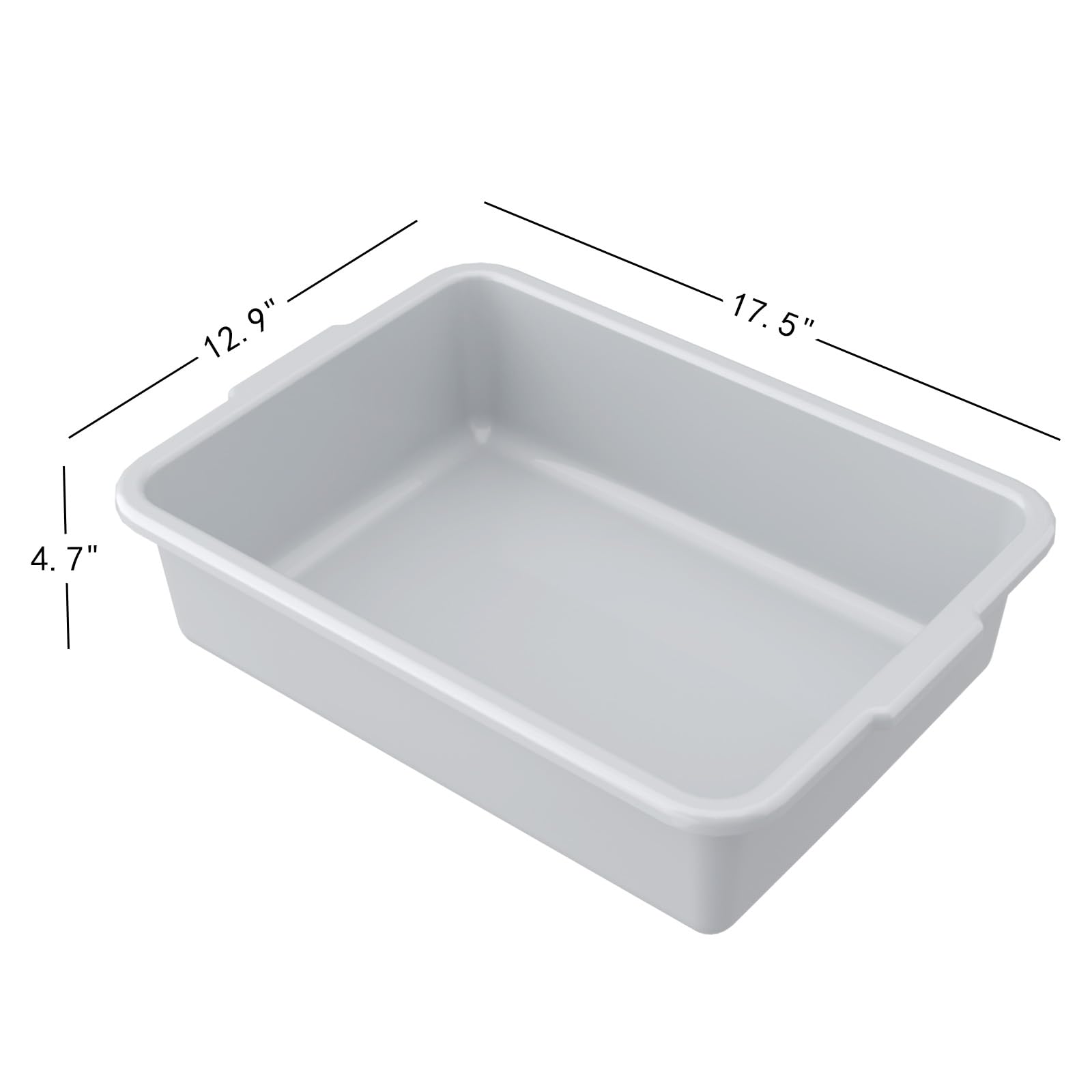 Easymanie 4 Pack 13 L Commercial Bus Tote, Restaurant Food Service Bus Tub, Grey