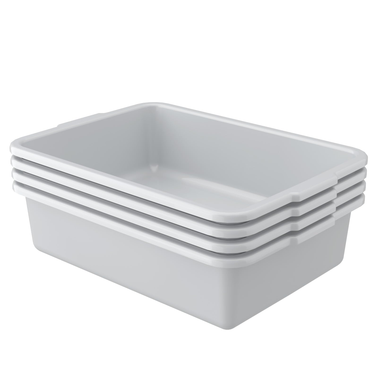 Easymanie 4 Pack 13 L Commercial Bus Tote, Restaurant Food Service Bus Tub, Grey