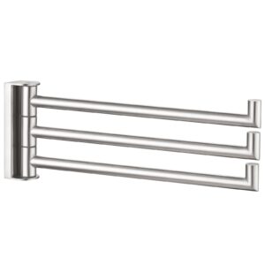 aplusee brushed nickel swivel towel rack, 304 stainless steel foldable towel bar with three swing arm, wall mounted