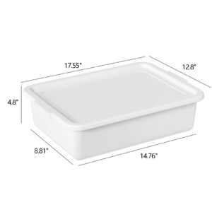 Hespama 3 Pack Commercial Bus Tub with Lid, 13 L Plastic Dishpan Wash Basin, White