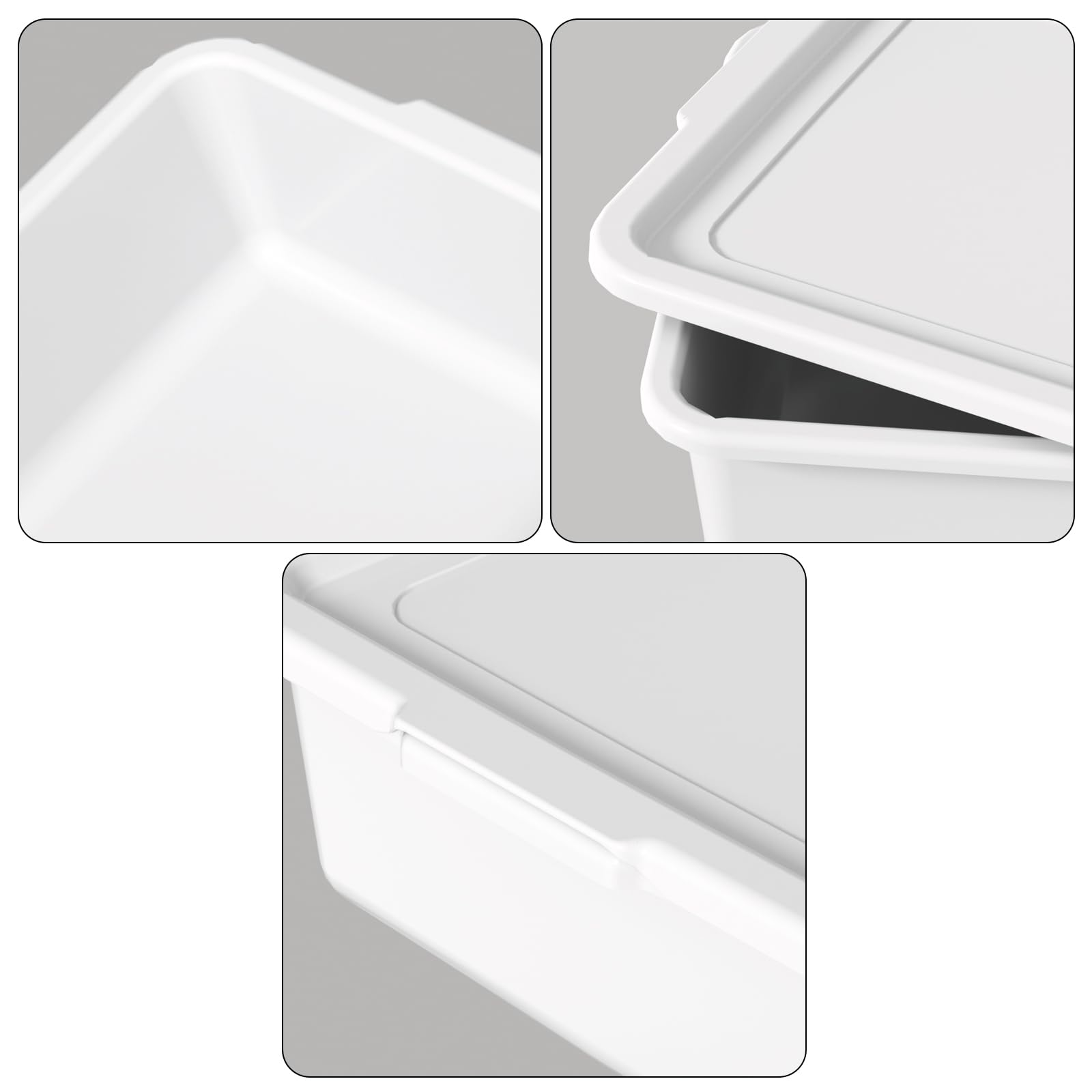 Hespama 3 Pack Commercial Bus Tub with Lid, 13 L Plastic Dishpan Wash Basin, White