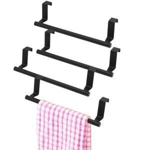 4pcs cabinet door towel bar, 9 inch long dishwashing towel rack, stainless steel towel holder, over the door hand towel hanger for kitchen bathroom cupboard (black)