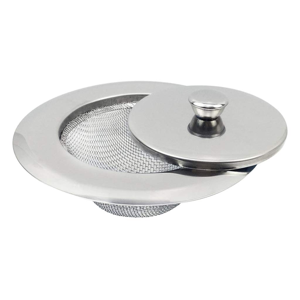 caralin Kitchen Sink Strainer Drain Hair Catcher Bath Stopper Plug Sewer Filter with Lid 410 Stainless Steel