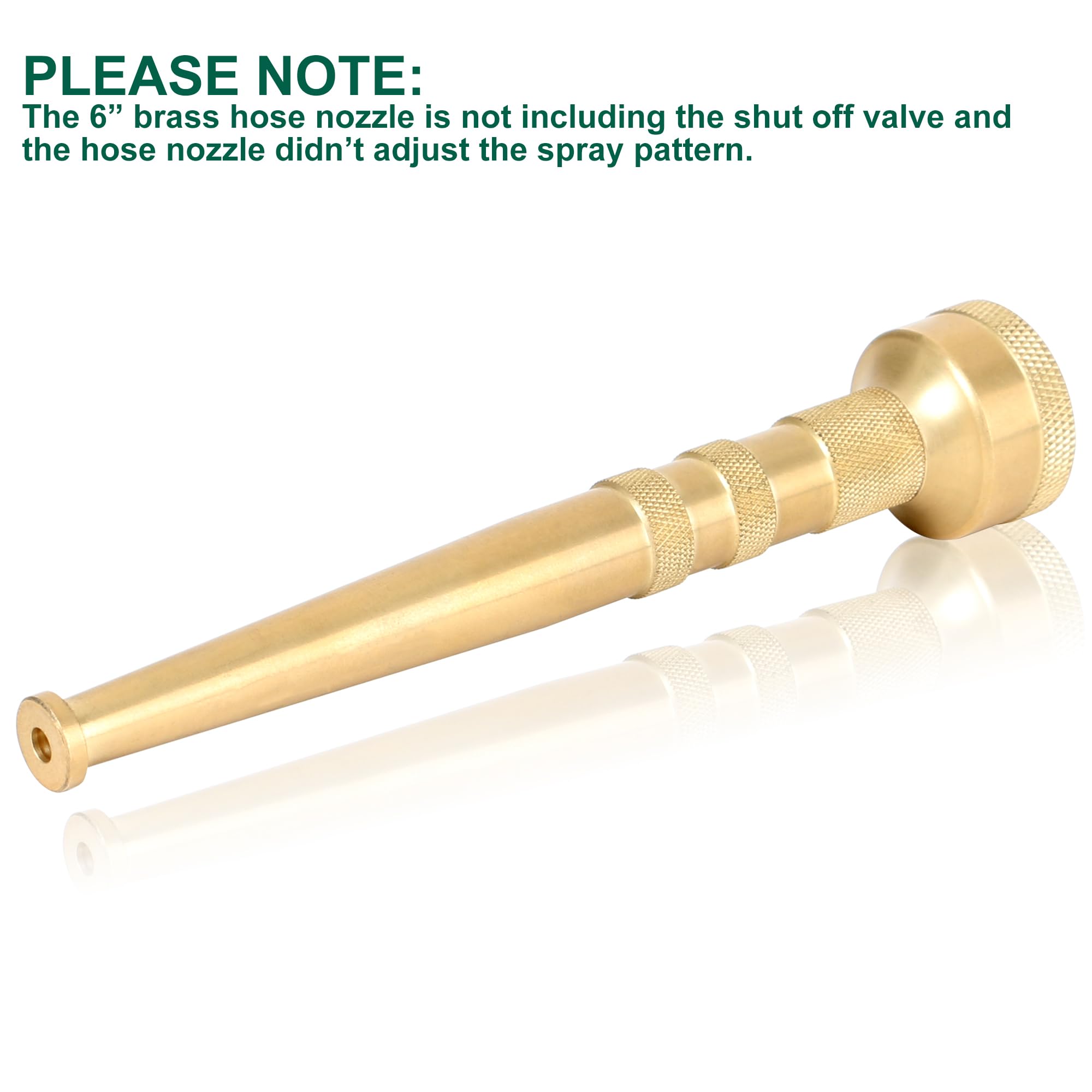 STYDDI 6" Brass Garden Water Hose Nozzle, Jet Stream Hose Nozzle with 3/4-Inch, 7 GPM 80 PSI, High Pressure Super Sweeper Nozzle For Clean Patios, Driveways, Sidewalks, Yard, Vehicles, Deck