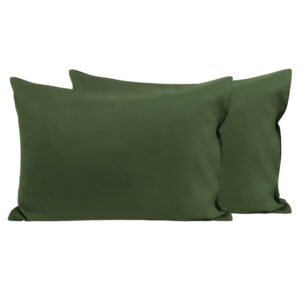 flxxie 2 pack microfiber toddler pillowcases, 14x20 inches fits pillow sized 12x16, 13x18 or 14x20, soft and cozy small travel pillow covers with envelope closure, olive green