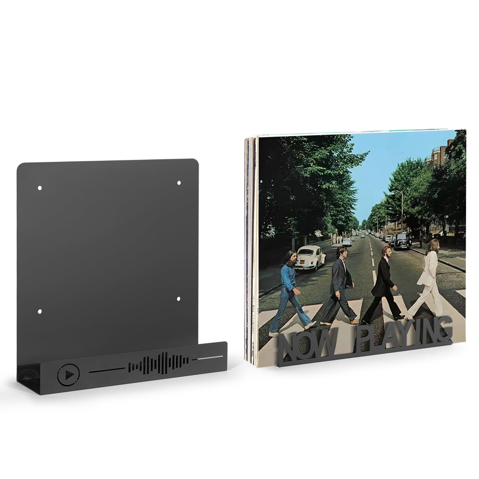 Vinyl Record Holder, 2Pack Wall Mount Vinyl Record Storage Holder, Heavy Duty Now Playing Metal Vinyl Record Display Shelf, Fits 20 LP's Vinyl Records Organizer Stand, Black